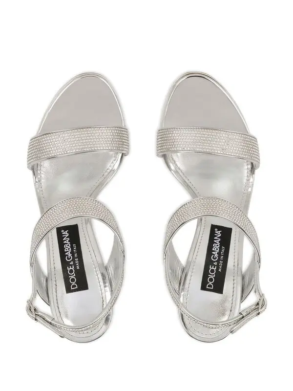 Dolce & Gabbana Crystal-embellished Slingback Sandals - Silver