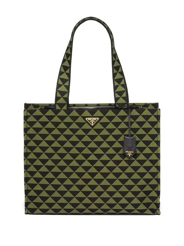 Prada Large Symbole Embroidered Tote Bag