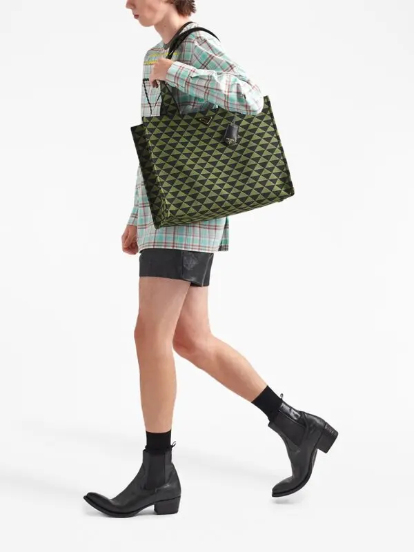 Prada Large Symbole Embroidered Tote Bag