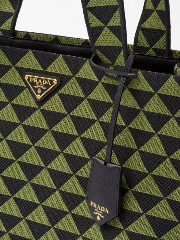 Prada Large Symbole Embroidered Tote Bag