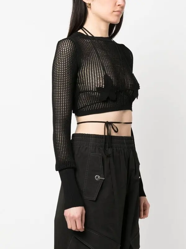 ANDREĀDAMO Open-knit Crop Top