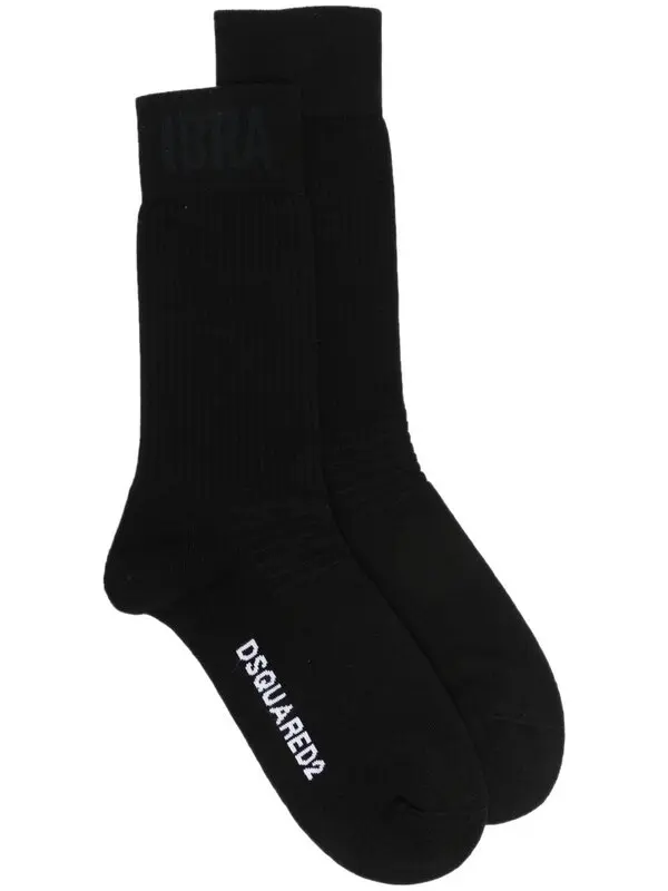 Dsquared2 Intarsia-knit Logo Socks - Black