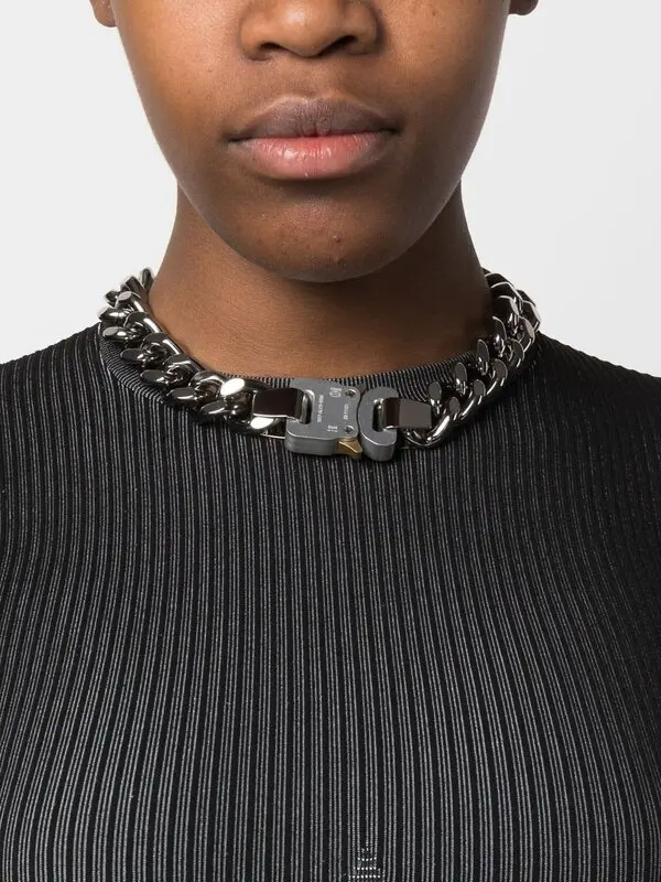 1017 Alyx 9sm Metal Buckle Chain Necklace In Silver - 40