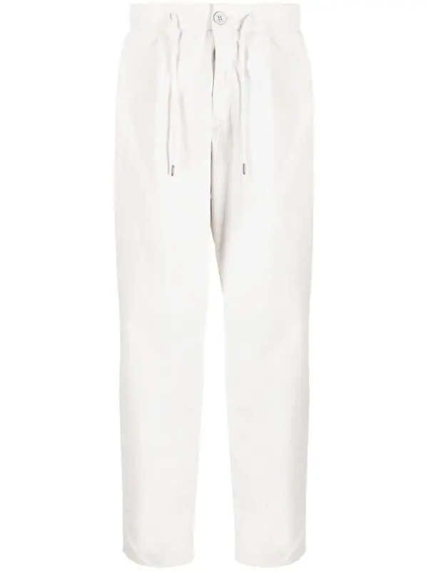Herno Straight-leg Drawstring Trousers In Cream White