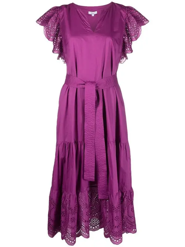 rails purple dress Rails Eyelet-Detail Cotton Midi Dre In Purple - 38% Off