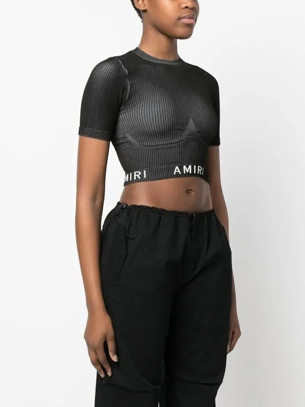 Amiri Logo-print Ribbed Knit Performance Top