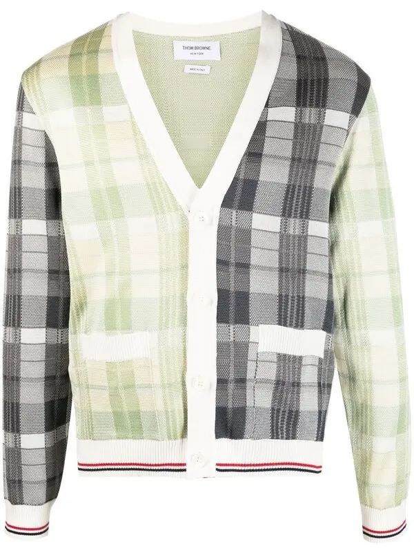 Thom Browne Panelled Checked Cardigan