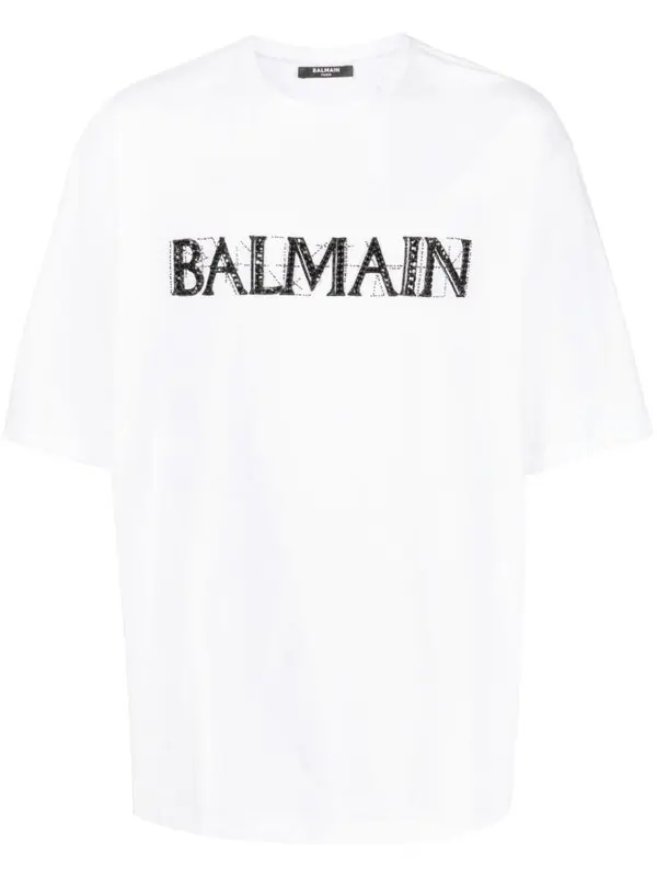 Balmain Crystal-logo Cotton T-shirt