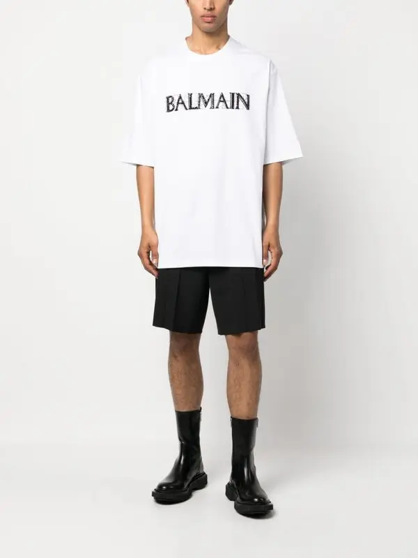 Balmain Crystal-logo Cotton T-shirt