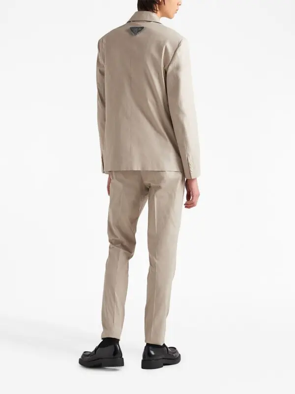 Prada Triangle Logo Single-breasted Blazer - Neutrals