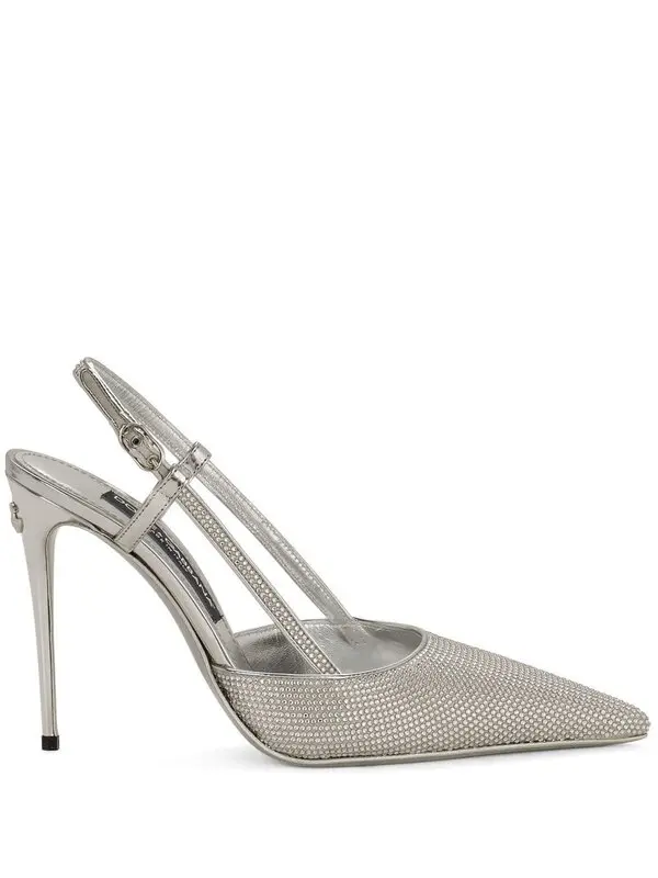 Dolce & Gabbana Embellished Slingback Pumps - Silver