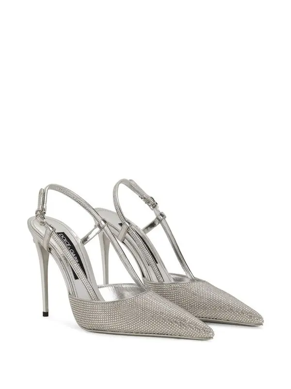 Dolce & Gabbana Embellished Slingback Pumps - Silver