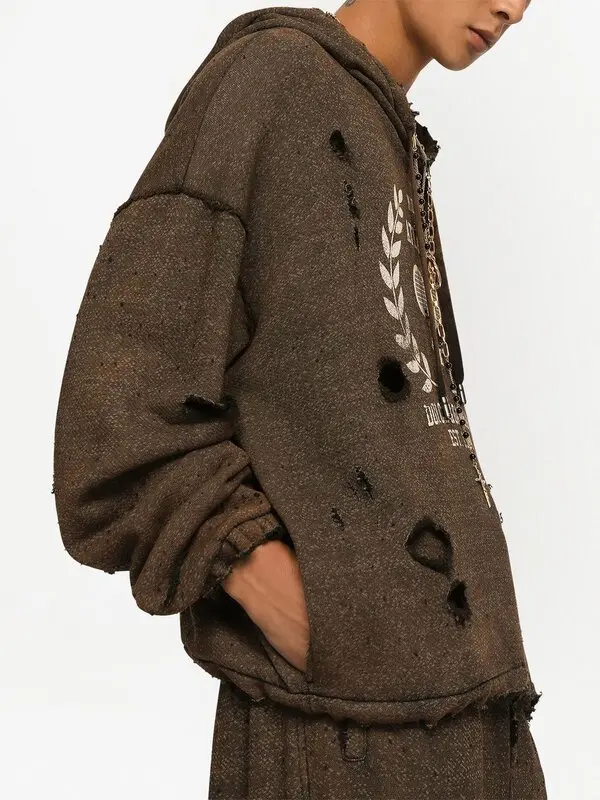 Dolce & Gabbana Graphic-print Ripped Hoodie