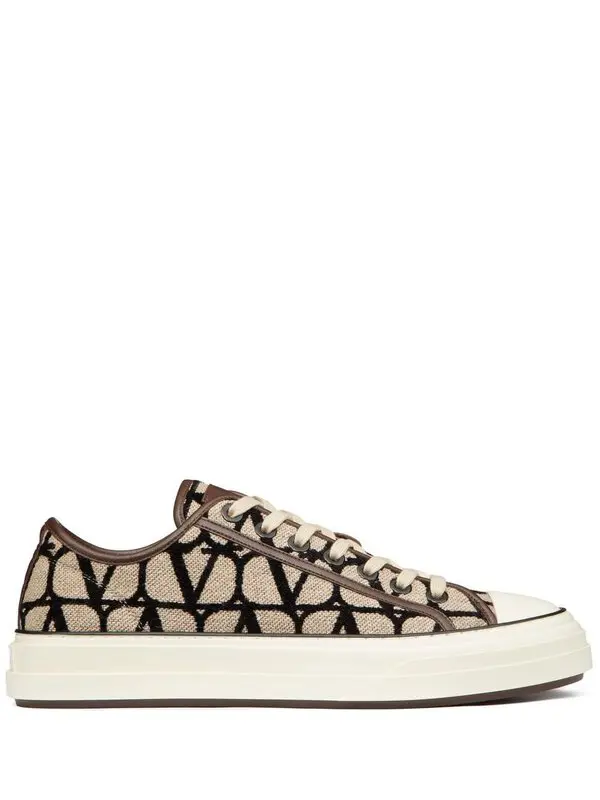 Valentino Garavani Toile Iconographe Totaloop Low-top Sneakers - Neutrals