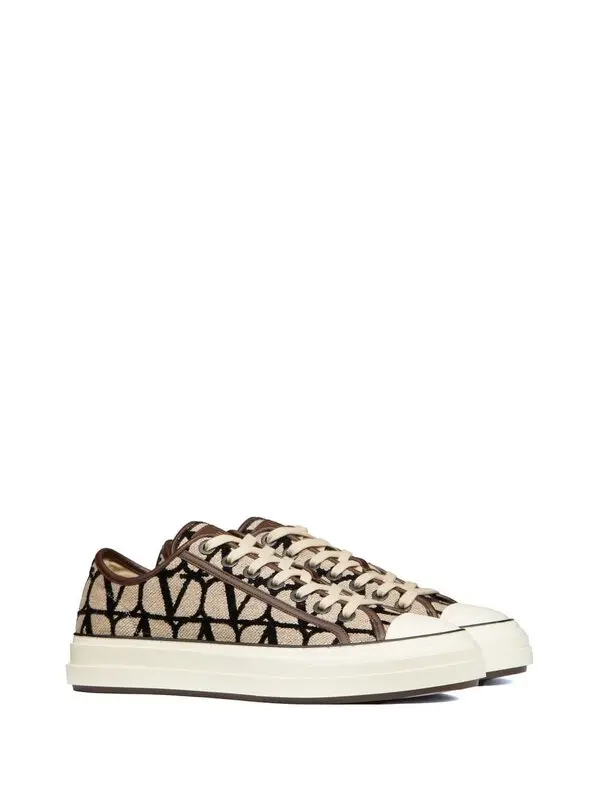 Valentino Garavani Toile Iconographe Totaloop Low-top Sneakers - Neutrals