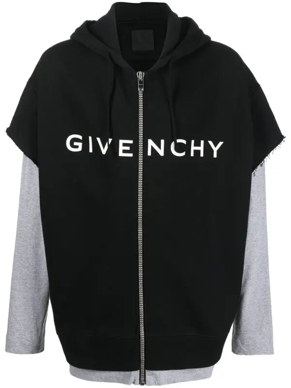 Givenchy Logo-print Layered Hoodie - Black