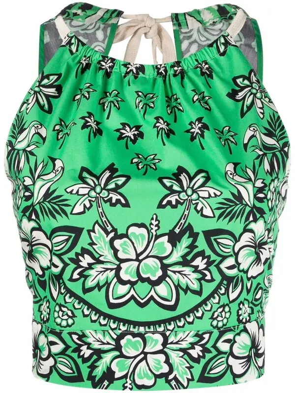 Red Valentino Floral-print Cropped Top