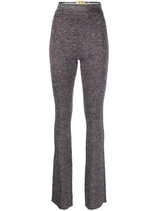 Gcds Lurex-detailing Flared Knit Trousers - Purple