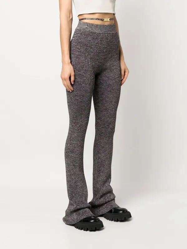 Gcds Lurex-detailing Flared Knit Trousers - Purple