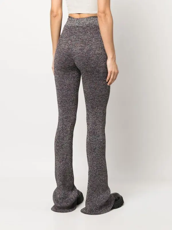 Gcds Lurex-detailing Flared Knit Trousers - Purple