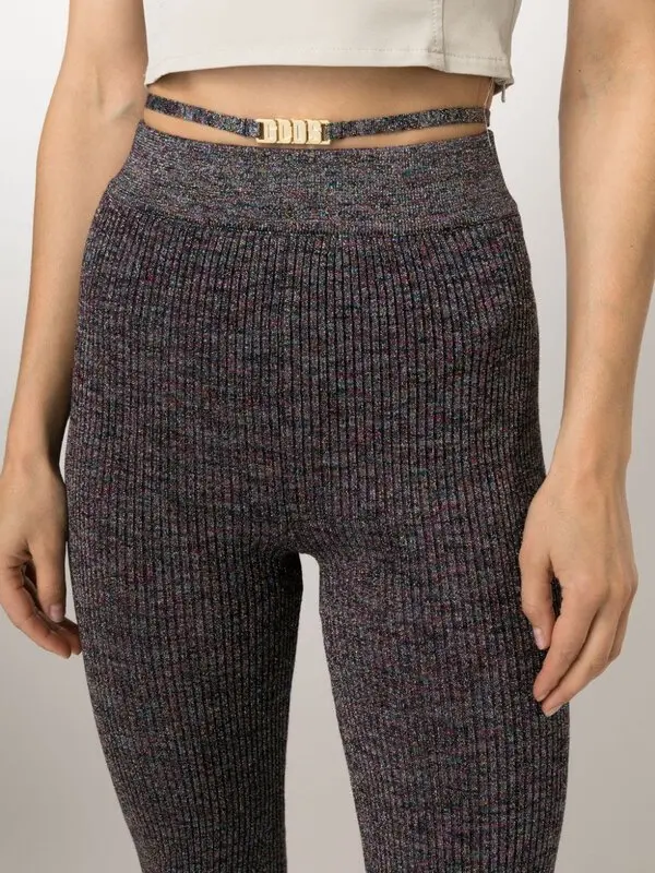 Gcds Lurex-detailing Flared Knit Trousers - Purple