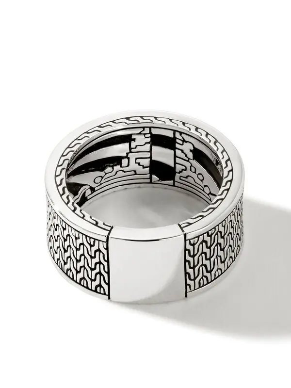 John Hardy 18kt White Gold Classic Chain Multi-stone Ring - Silver