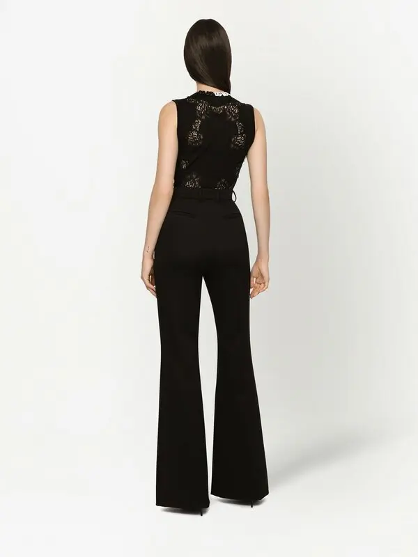 Dolce & Gabbana Lace-panel Cashmere-silk Jumper - Black