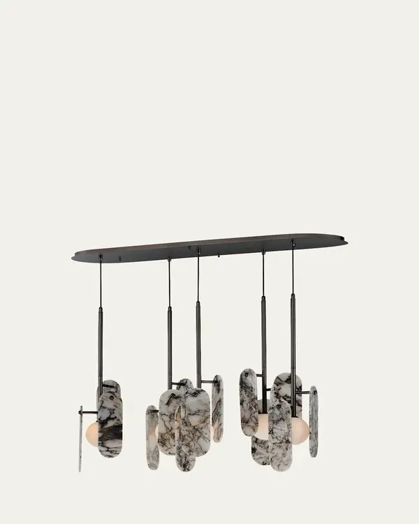 Studio M X Nina Magon Design From Megalith 5-light Pendant Striae Arya - Gunmetal