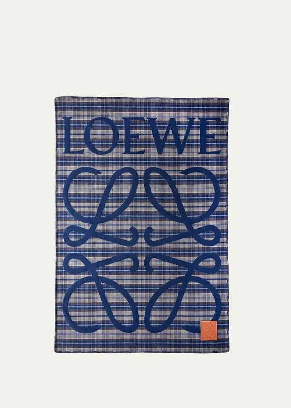 Loewe Logo Check Cashmere Blanket