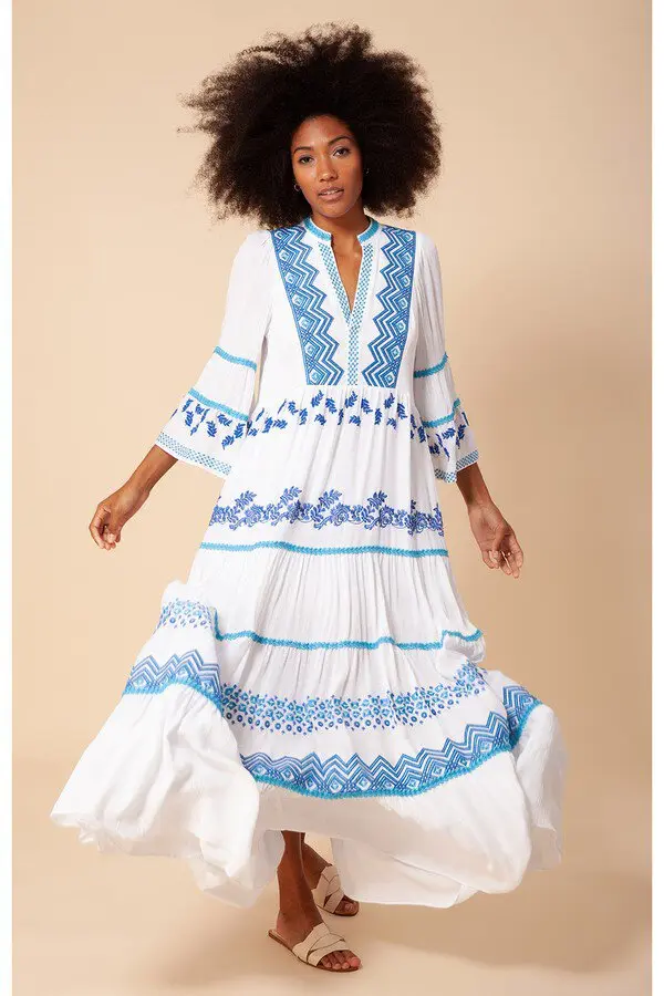 Hale Bob Taliah Embroidered Maxi Dress In Blue - 30% Off | Editorialist