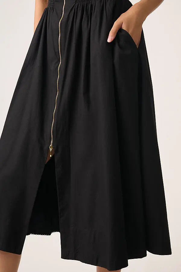 Maeve Tommie Zip-front Midi Dress
