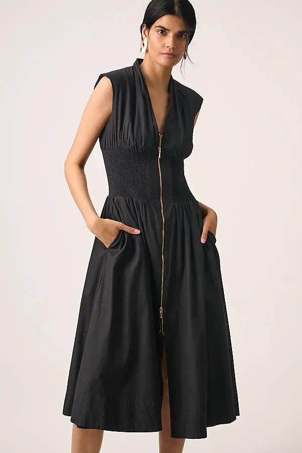 Maeve Tommie Zip-front Midi Dress