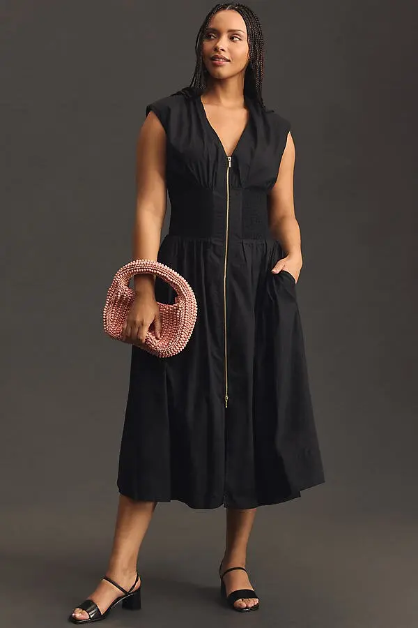 Maeve Tommie Zip-front Midi Dress