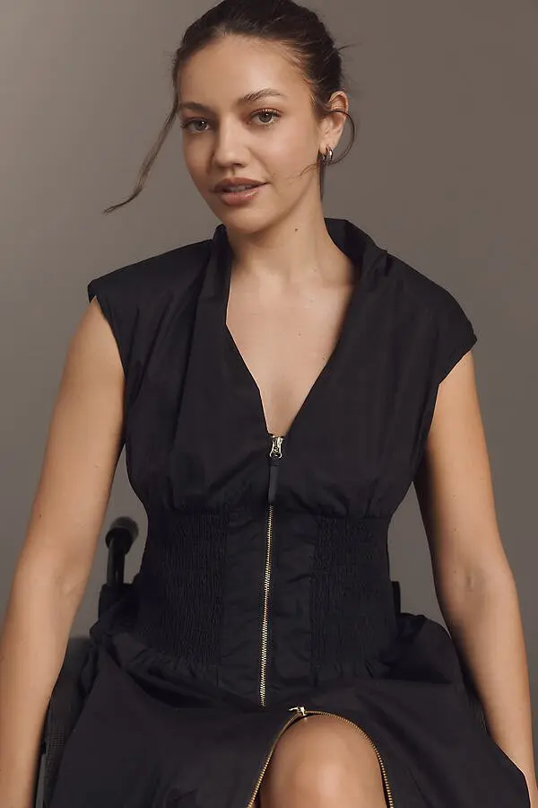 Maeve Tommie Zip-front Midi Dress