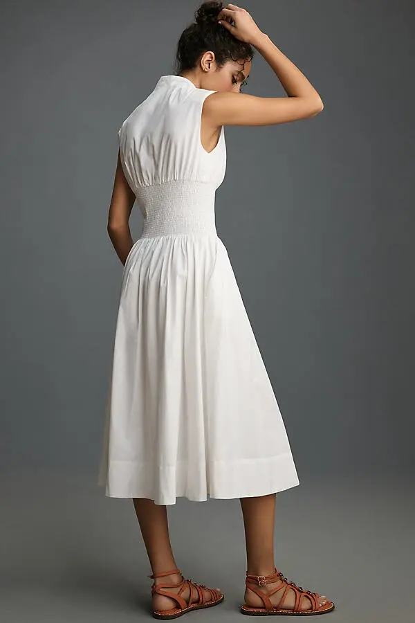 Maeve Tommie Zip-front Midi Dress - White