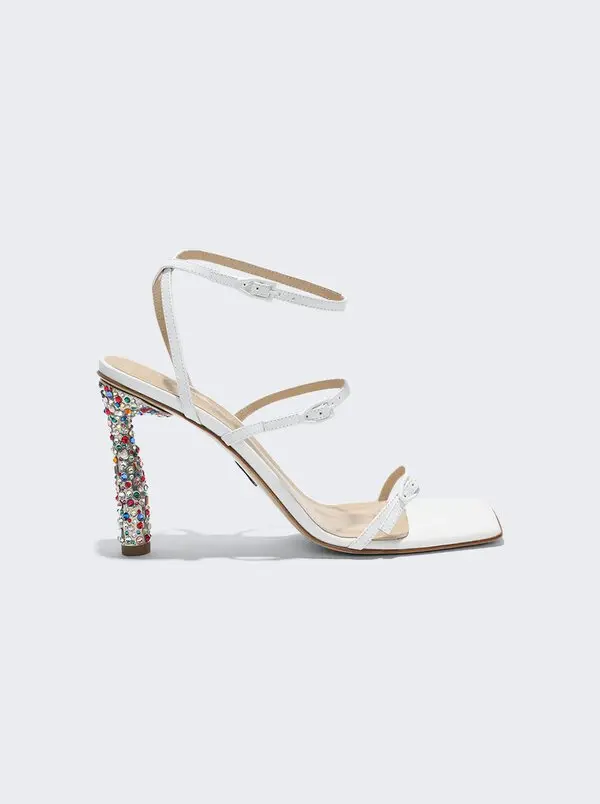 PAUL ANDREW Slinky Sparkle High Heel Sandals - White
