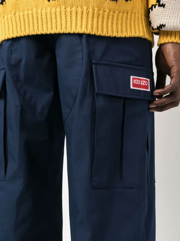 Kenzo Straight-leg Cargo Trousers - Blue