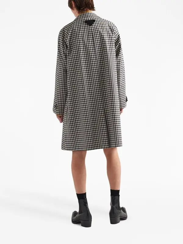 Prada Gingham-check Cotton Coat - White