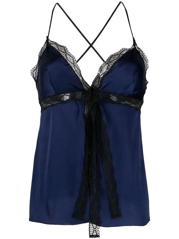 Alberta Ferretti Silk Blend Lace-trim Cami - Blue