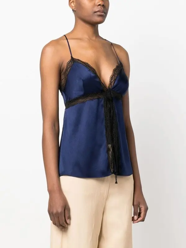 Alberta Ferretti Silk Blend Lace-trim Cami