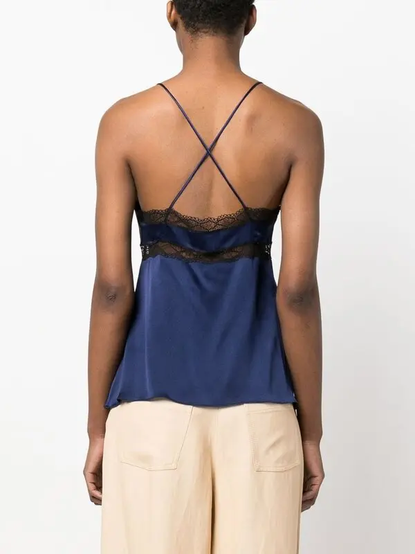 Alberta Ferretti Silk Blend Lace-trim Cami