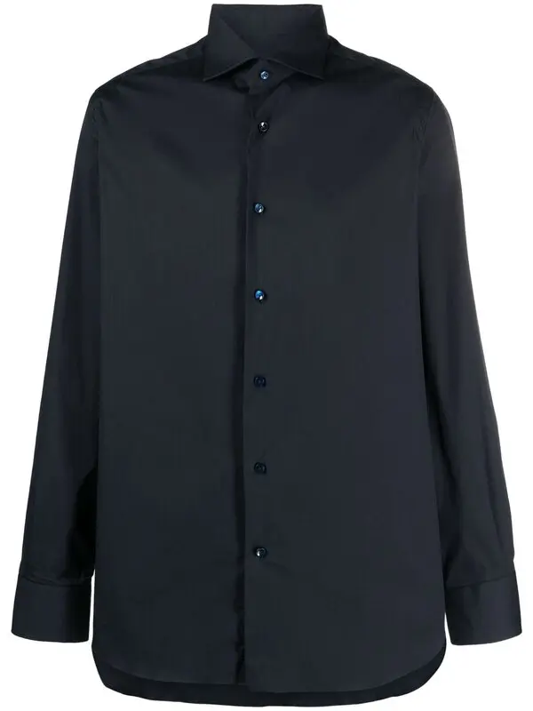 BARBA NAPOLI Long-sleeve Cotton Shirt - Blue