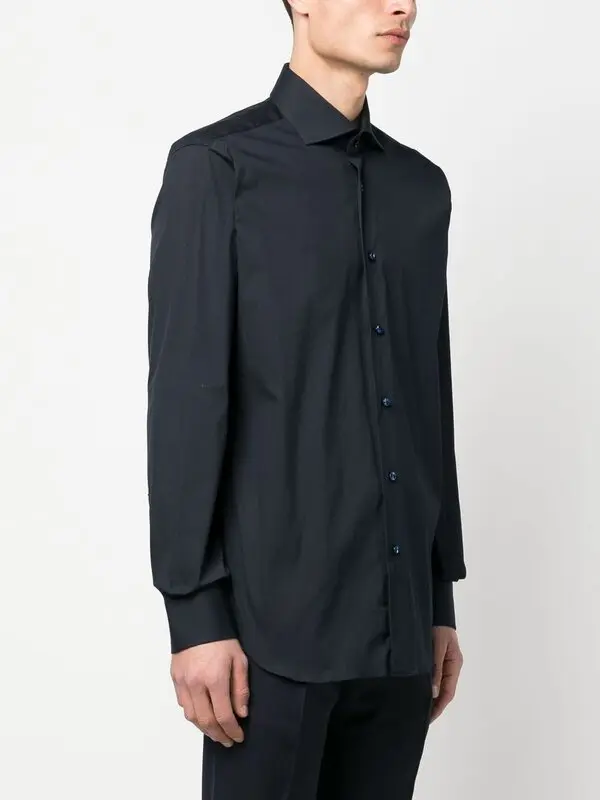 BARBA NAPOLI Long-sleeve Cotton Shirt - Blue