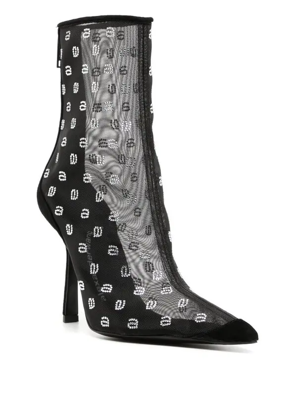 Alexander Wang Crystal-logo Mesh Boots