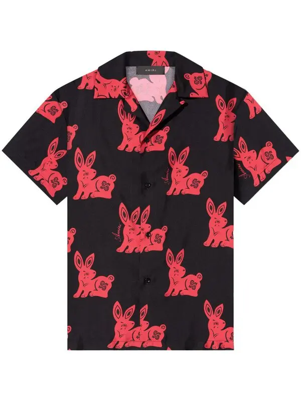 Amiri Rabbit-print Bowling Shirt
