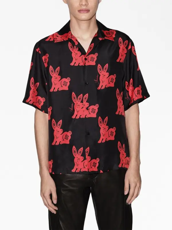 Amiri Rabbit-print Bowling Shirt