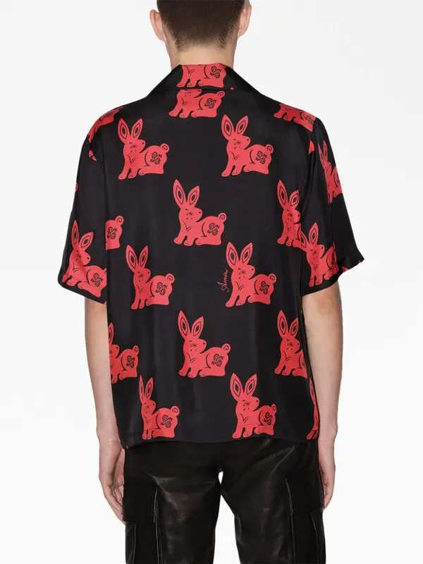 Amiri Rabbit-print Bowling Shirt
