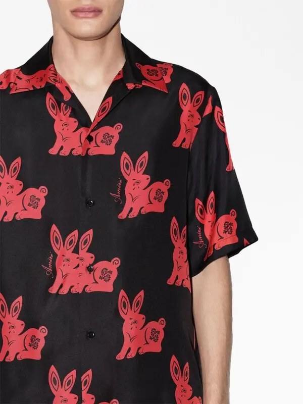 Amiri Rabbit-print Bowling Shirt