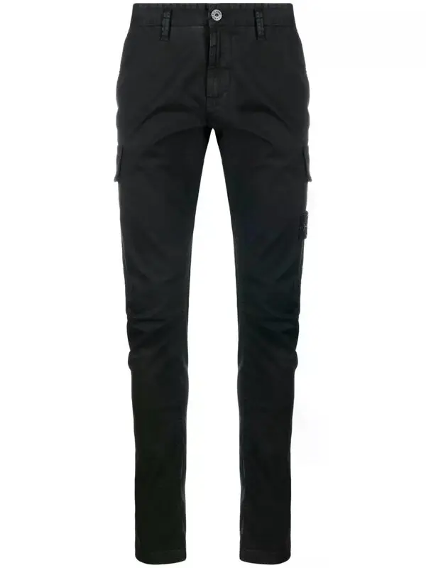 Stone Island Stretch-cotton Tapered-leg Trousers - Black