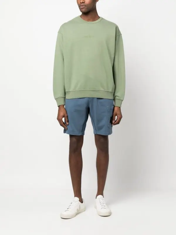 Stone Island Cotton Sweatshirt With Embroidered Logo - Green